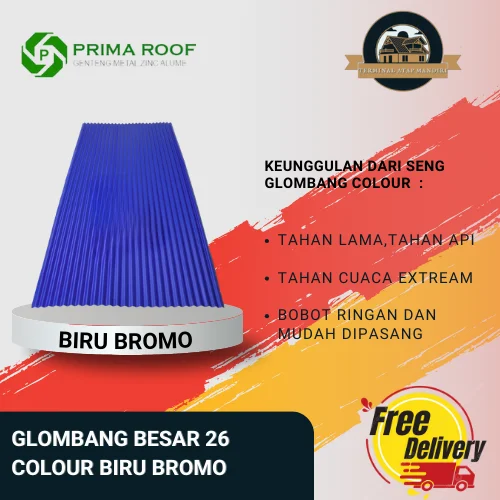 Seng Gelombang Besar 26 Colour Biru Bromo – Prima Roof ...